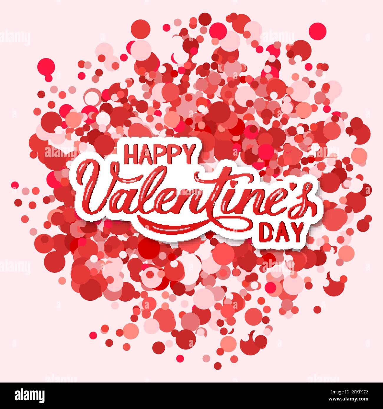 Happy Valentine s Day calligraphy hand lettering with red and pink dots ...