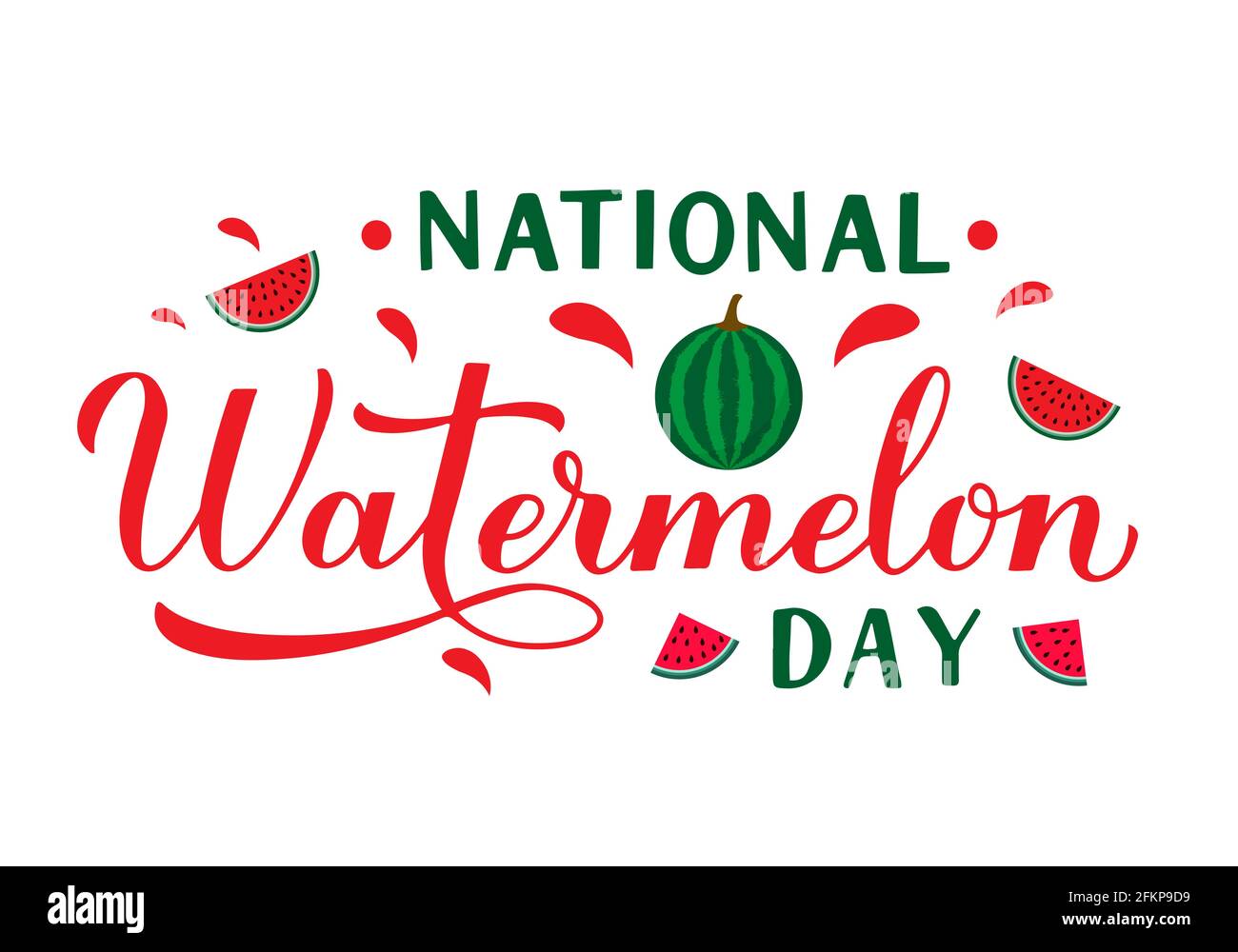 National Watermelon Day calligraphy hand lettering isolated on white ...