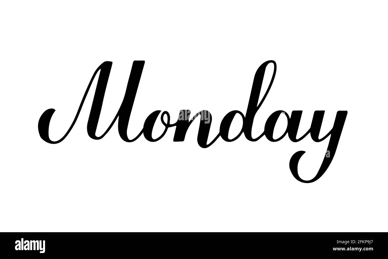 Monday Calligraphy Hand Lettering Isolated On White Handwritten