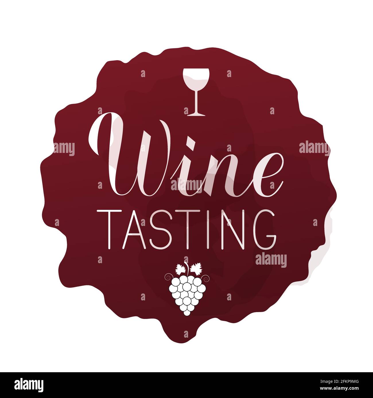 Wine tasting written on red stain with spray around. Calligraphy hand ...