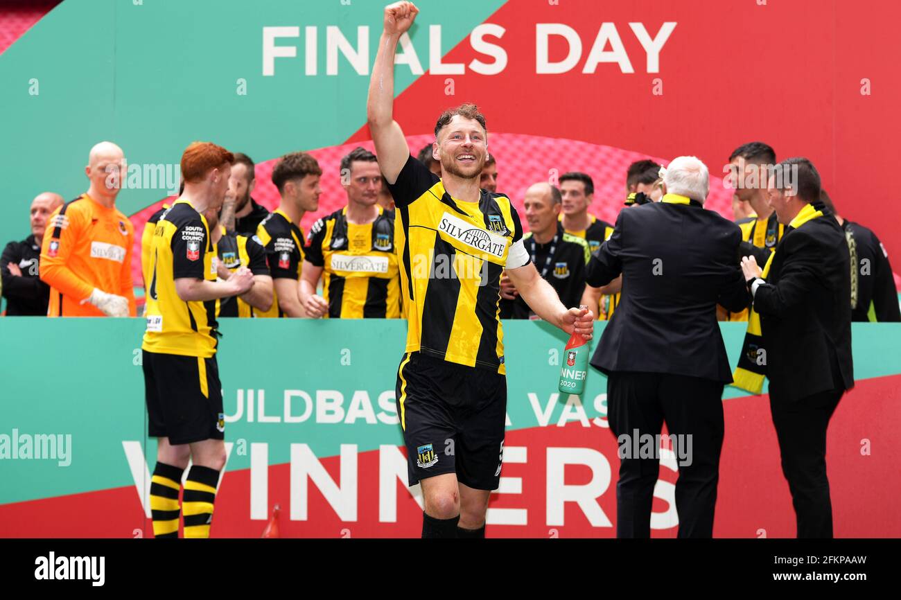 Hebburn Town's Louis Storey (centre) celebrates after victory in the ...