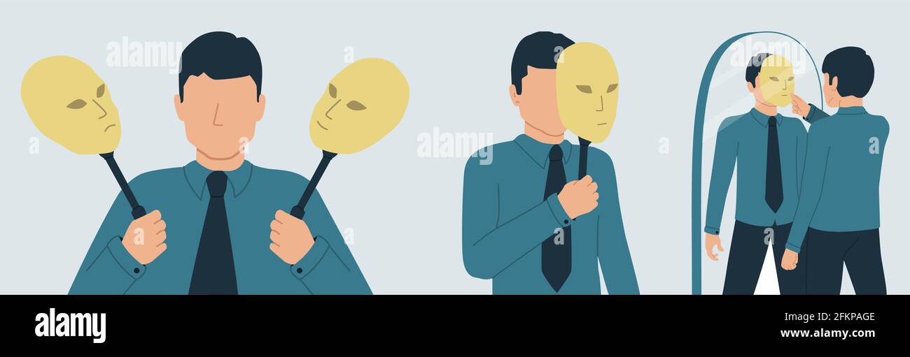 The persona hides its identity under a mask. Vector illustration of ...