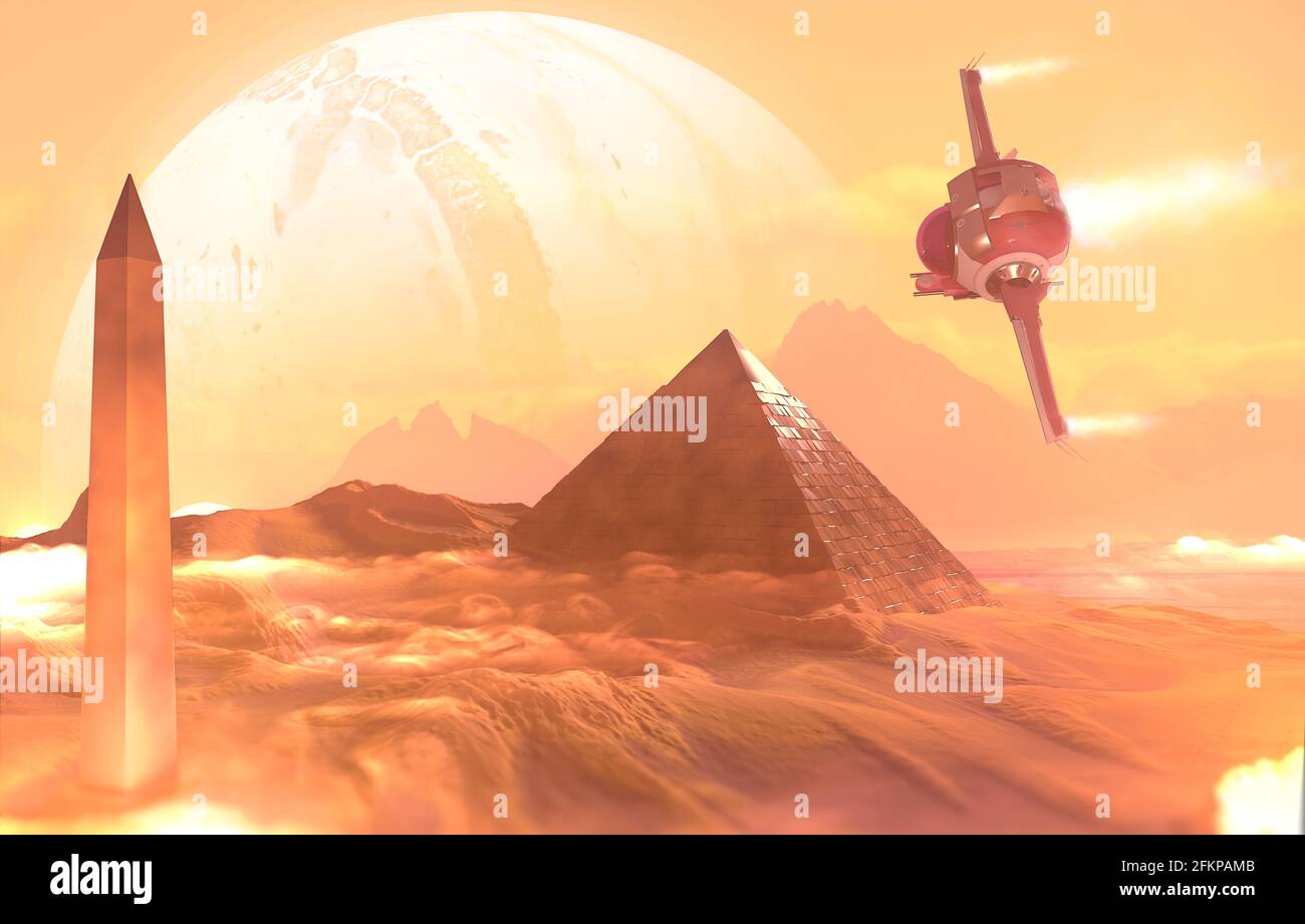 Spaceship traveling between planets of distant galaxies. Exploration of ...