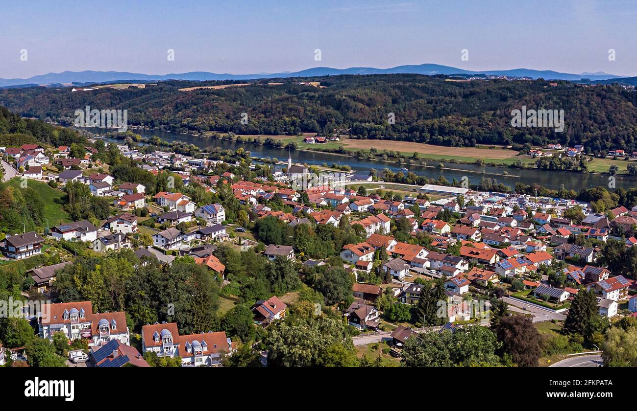 Aerial view to Vilshofen in Lower Bavaria Stock Photo - Alamy