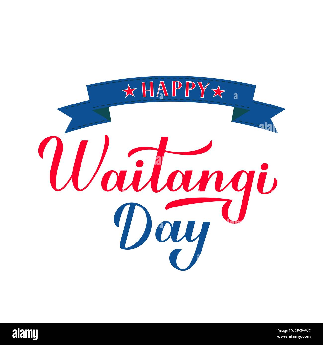 Happy Waitangi Day calligraphy hand lettering isolated on white. New ...