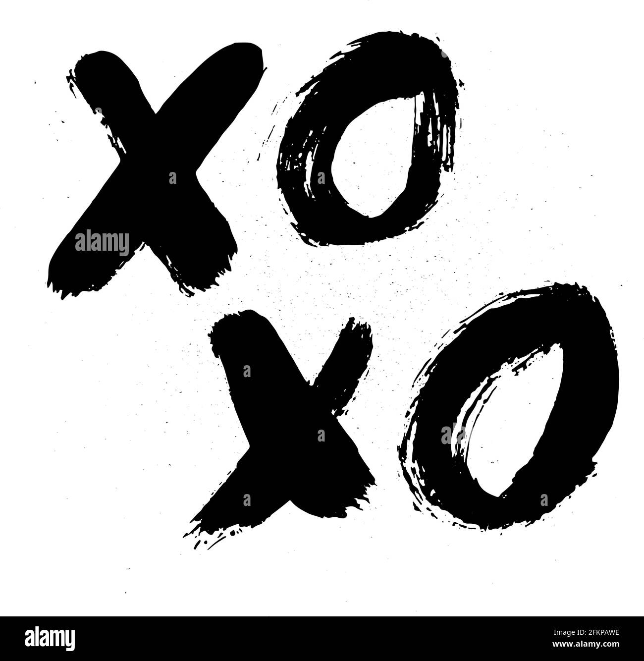 XOXO hand written phrase. Hugs and kisses sign. Grunge brush lettering ...