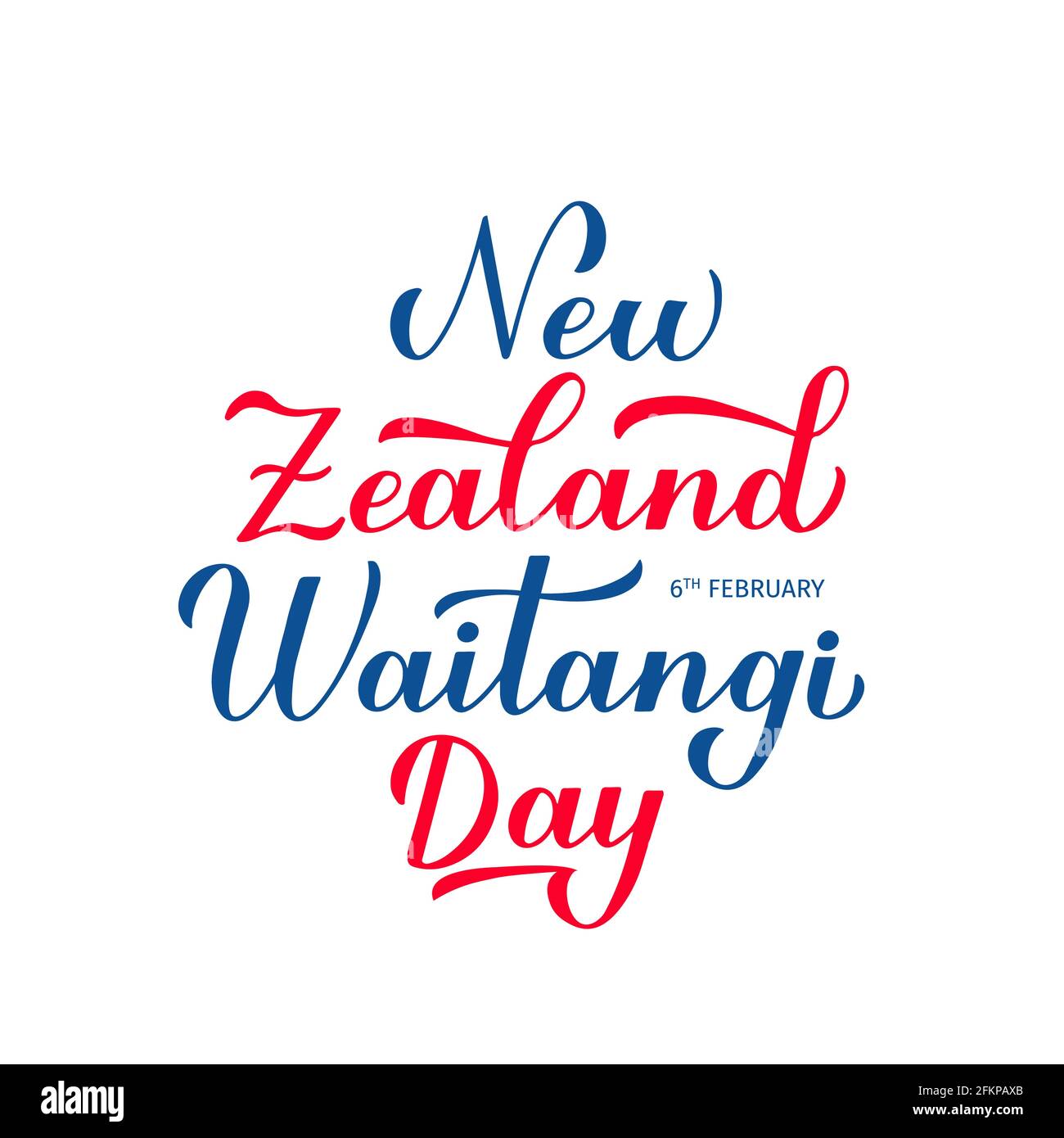 New Zealand Waitangi Day calligraphy hand lettering isolated on white ...