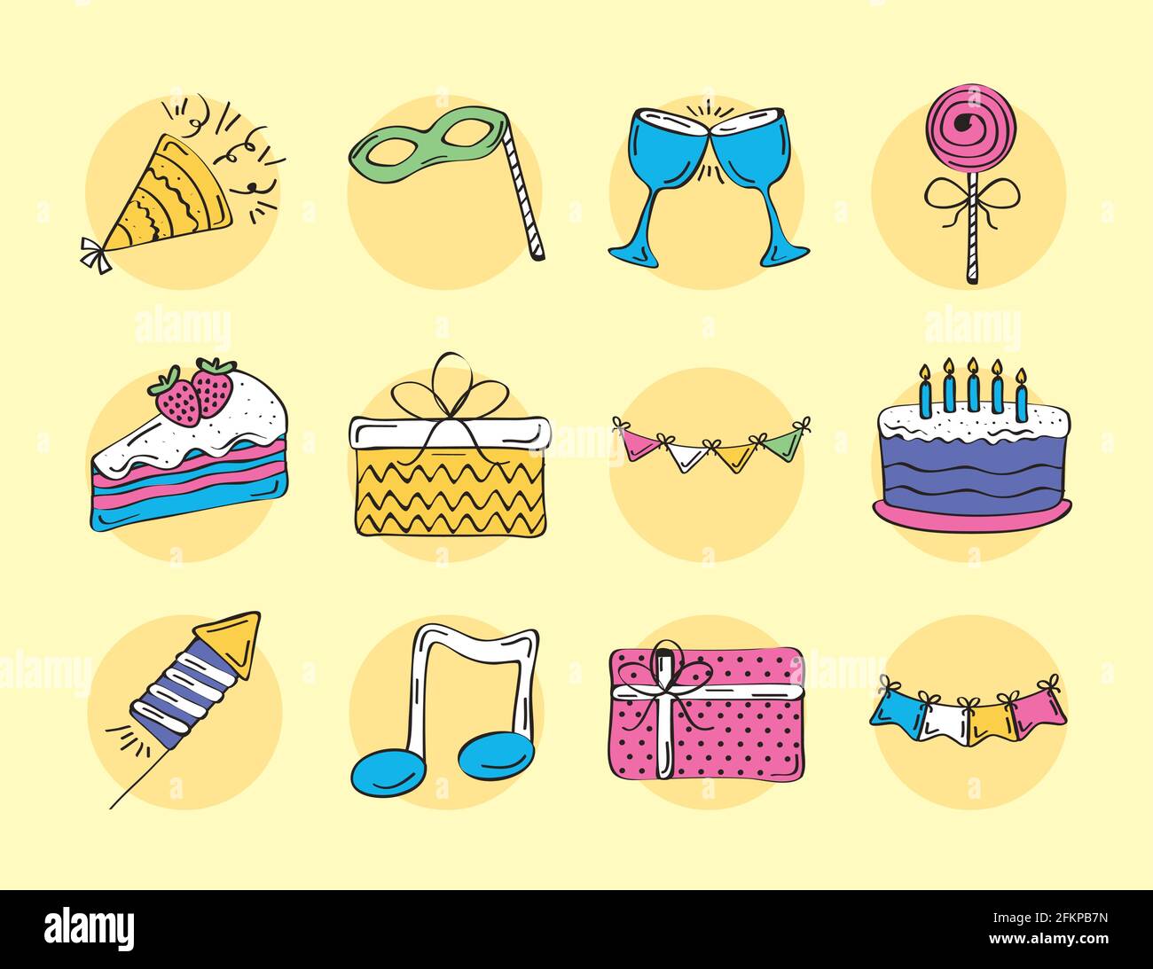 twelve birthday celebration set icons Stock Vector Image & Art - Alamy