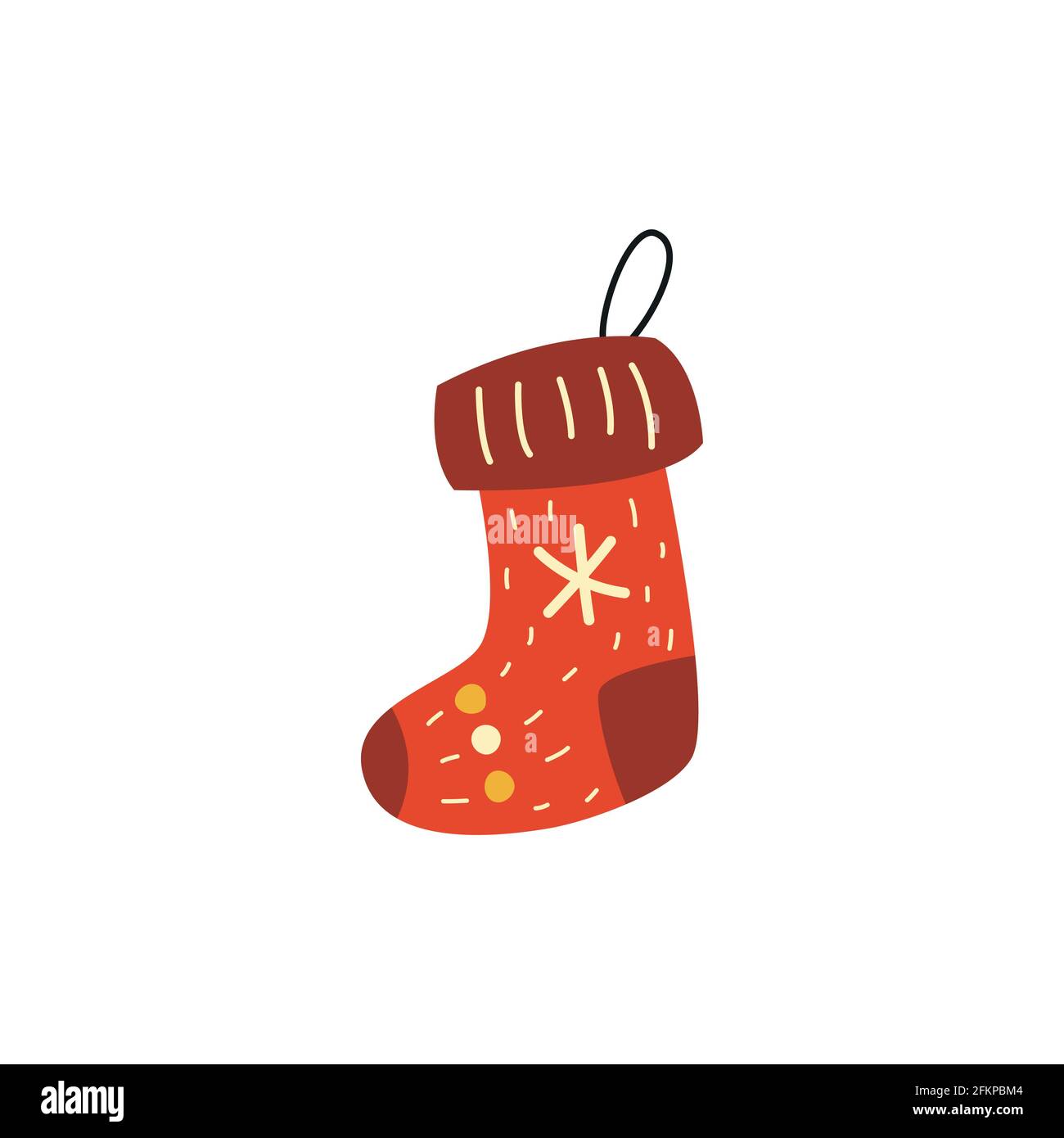 Christmas sock. Vector minimal flat design illustration on white ...