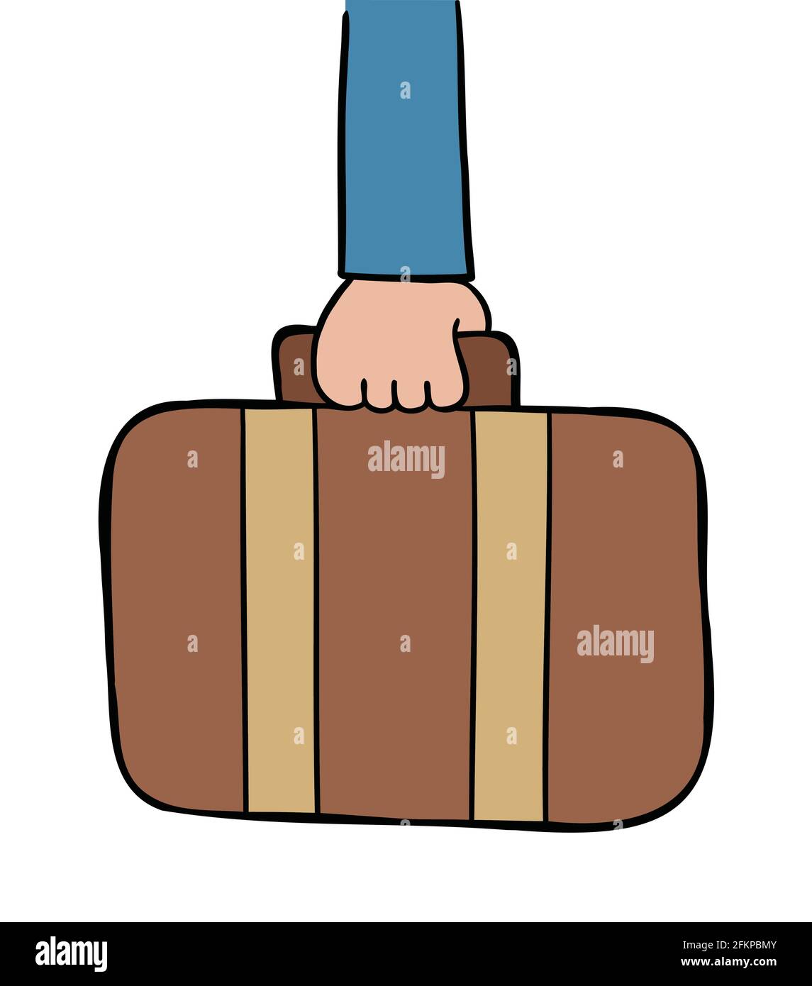 Cartoon vector illustration of travel suitcase and man holding it Stock ...