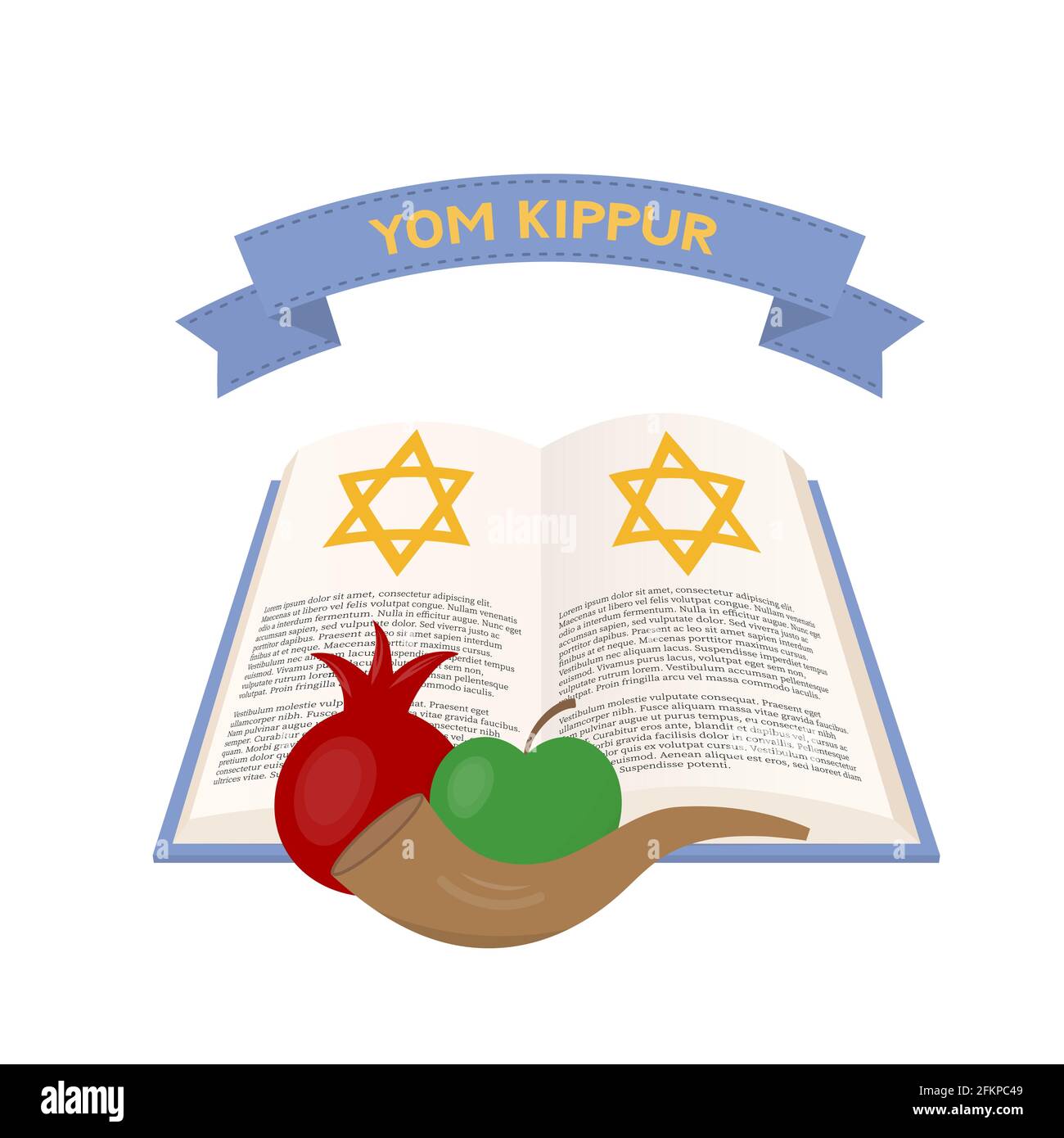 Yom Kippur Day of Atonement Jewish holiday typography poster with book ...