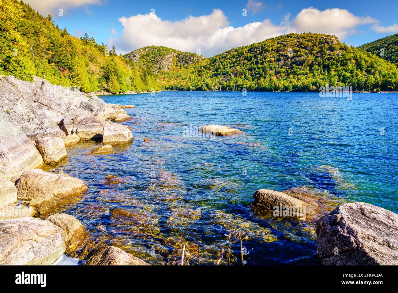 Scenic view of Jordan Pond in Acadia National Park in Maine Stock Photo ...
