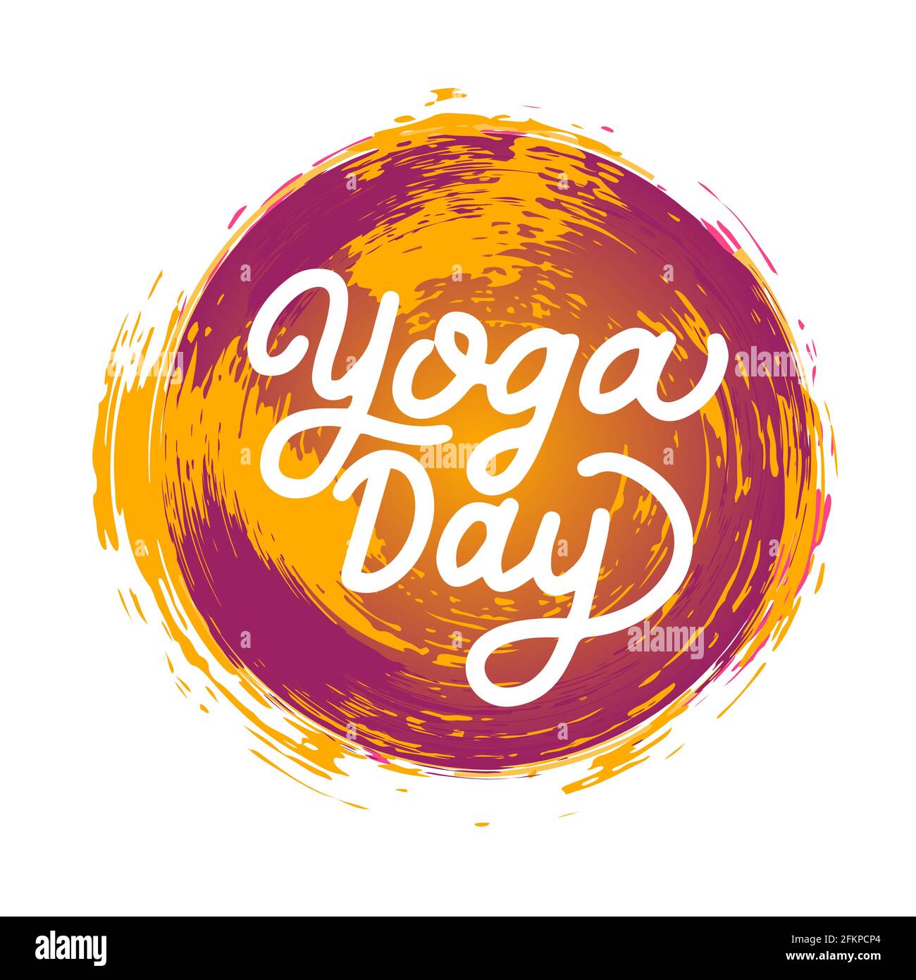 International Yoga Day calligraphy hand lettering with bright paint ...