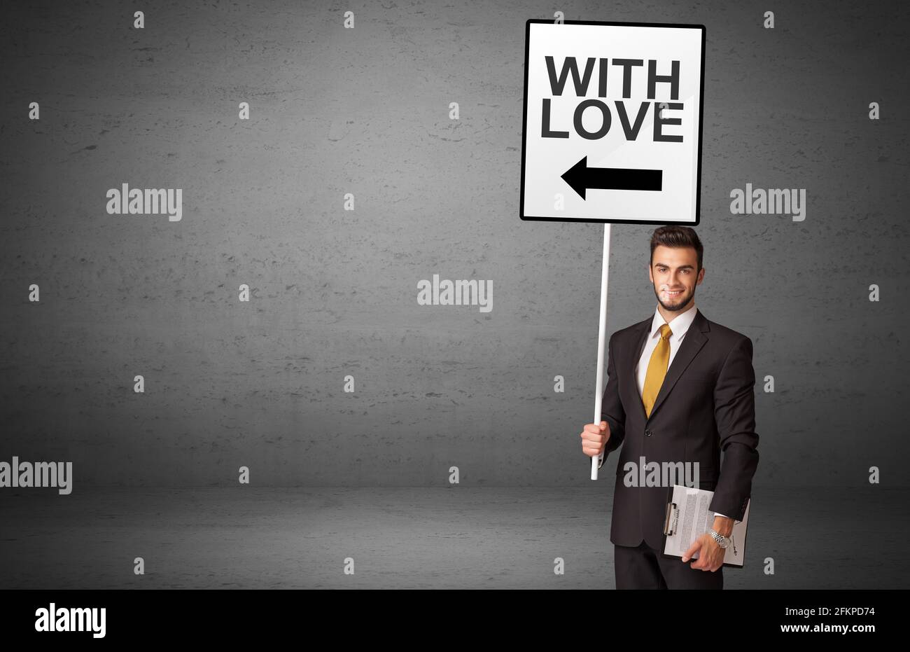 business person holding a traffic sign Stock Photo - Alamy