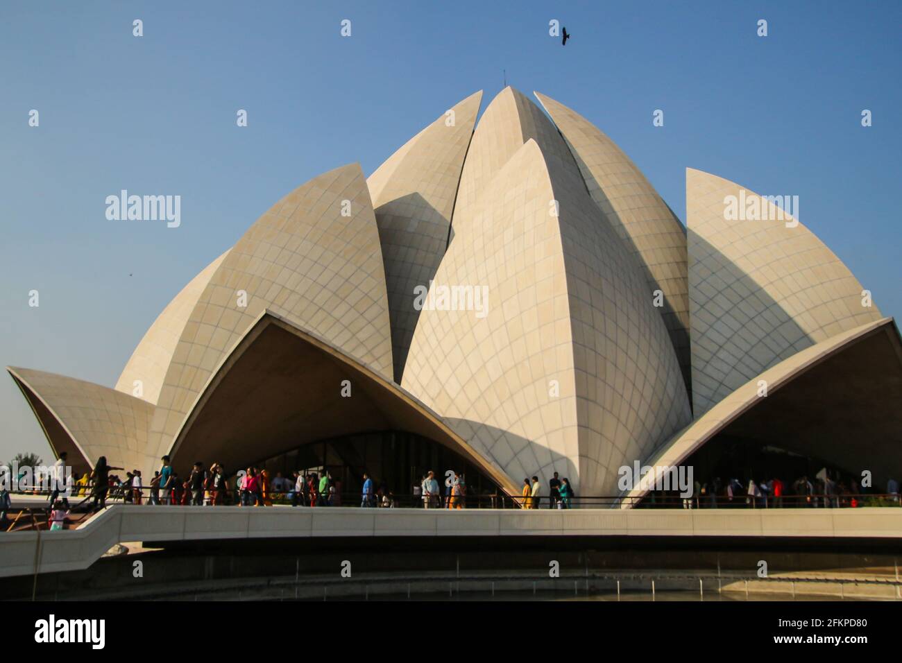 View of the Lotus Temple in New Delhi, India. The stunning building was ...