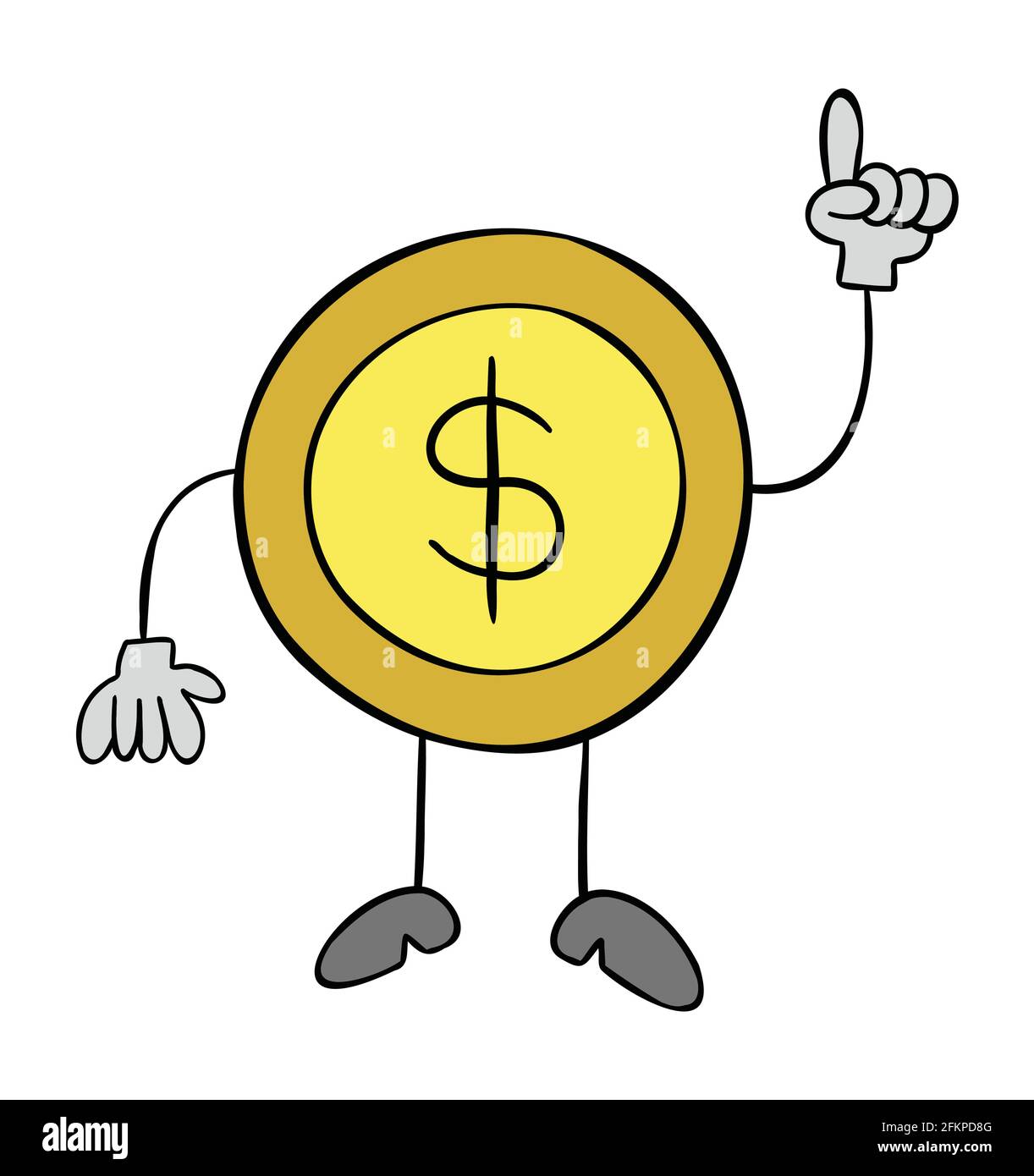 Cartoon vector illustration of dollar coin mascot character showing up ...