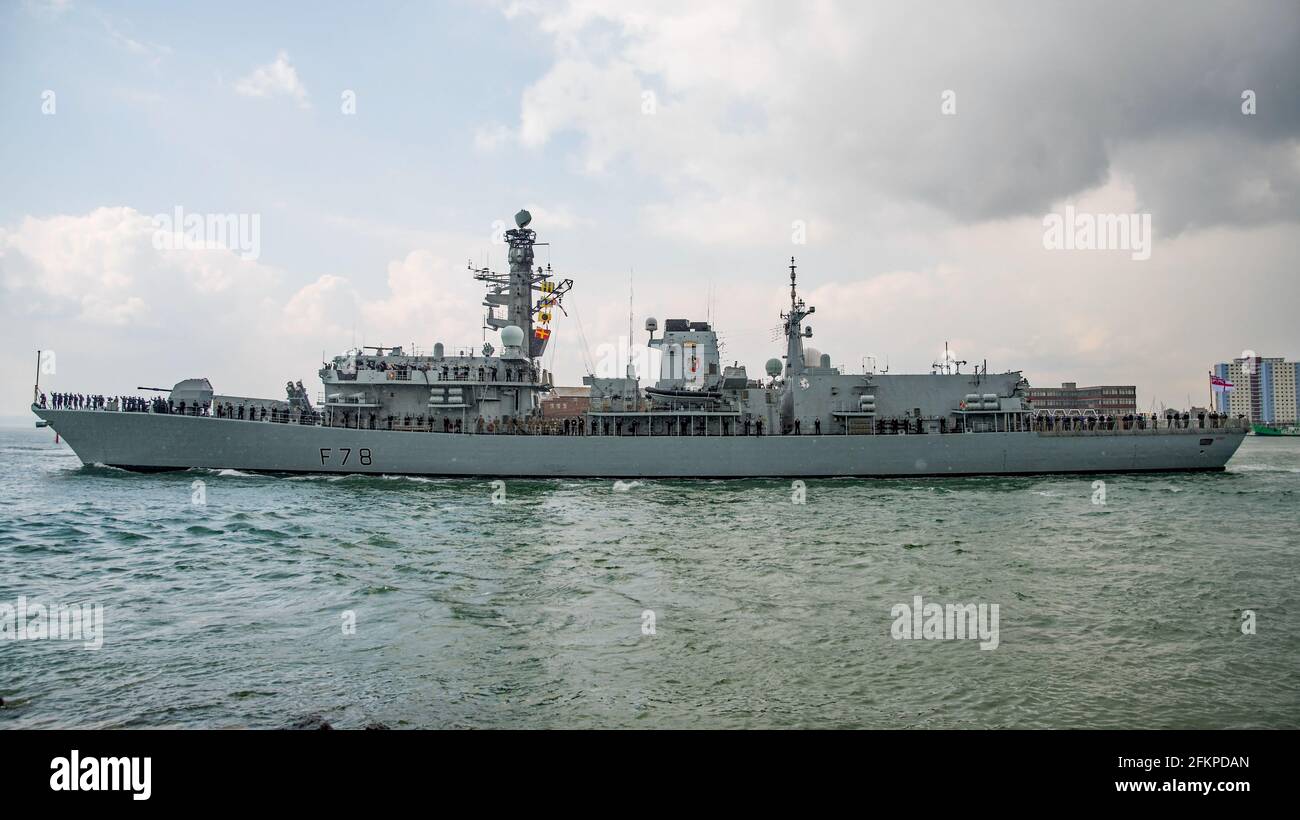 The Royal Navy Type 23 Duke Class frigate HMS Kent (F78) departed ...