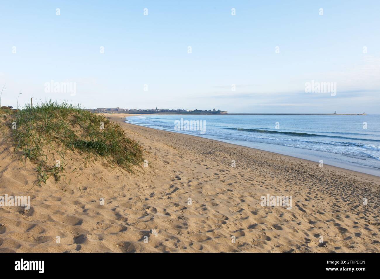 Golden sand stretches out along Sandhaven Beach at South Shields in ...