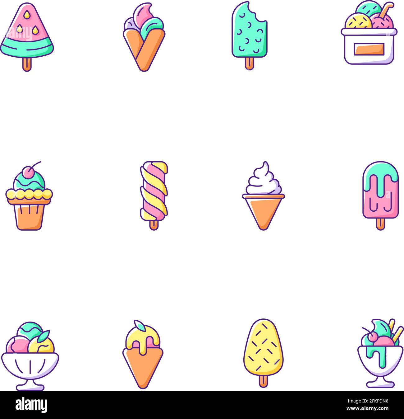 Ice cream varieties RGB color icons set Stock Vector Image & Art - Alamy