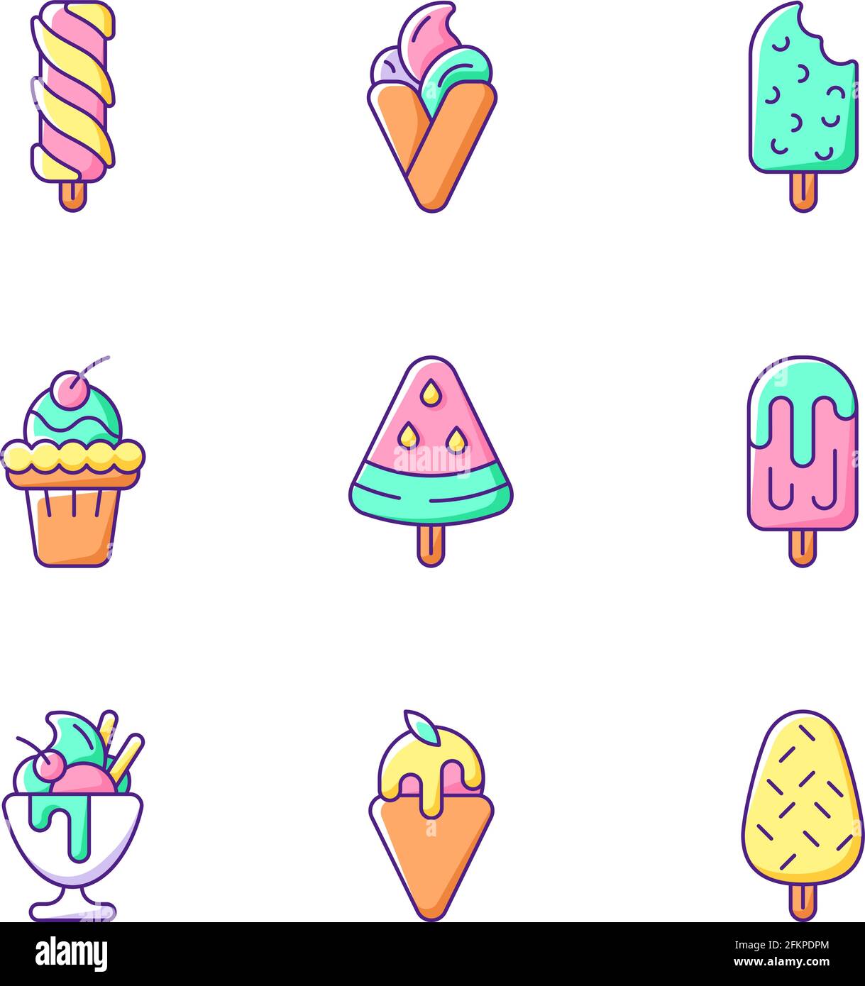 Ice cream variations RGB color icons set Stock Vector Image & Art - Alamy