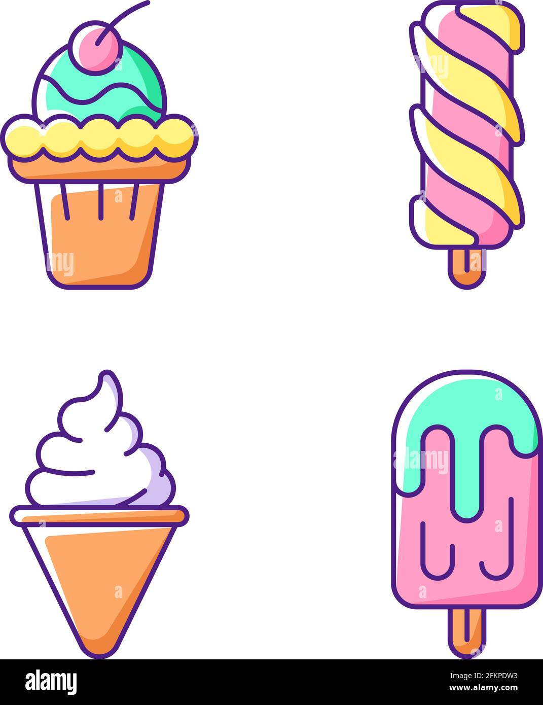 Ice cream varieties RGB color icons set Stock Vector Image & Art - Alamy