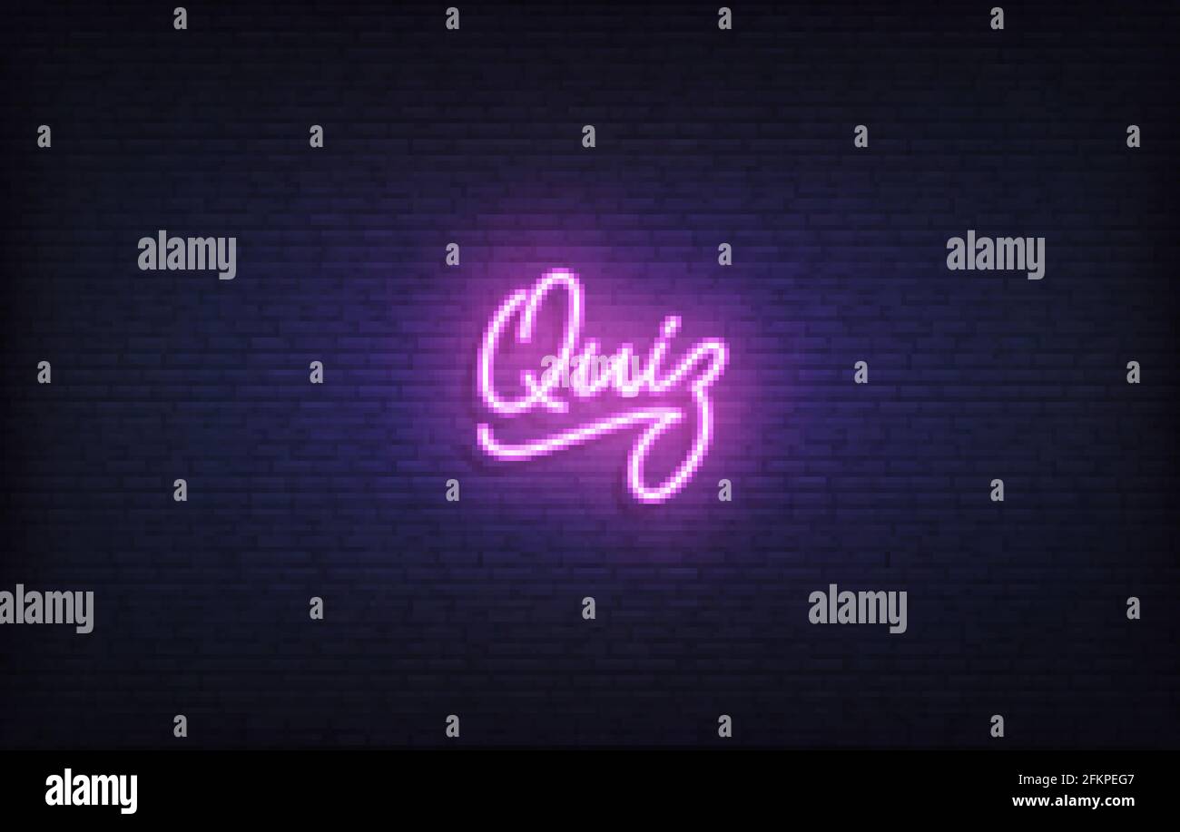 Quiz neon sign. Glowing neon lettering Quiz template Stock Vector Image ...