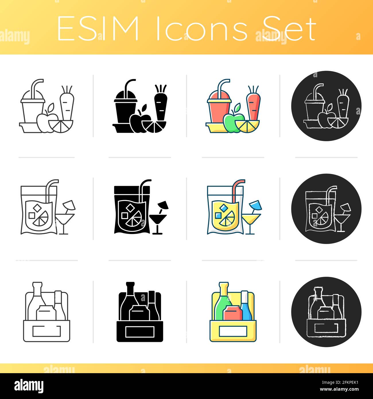 Drinks to go and takeaway food icons set Stock Vector Image & Art - Alamy