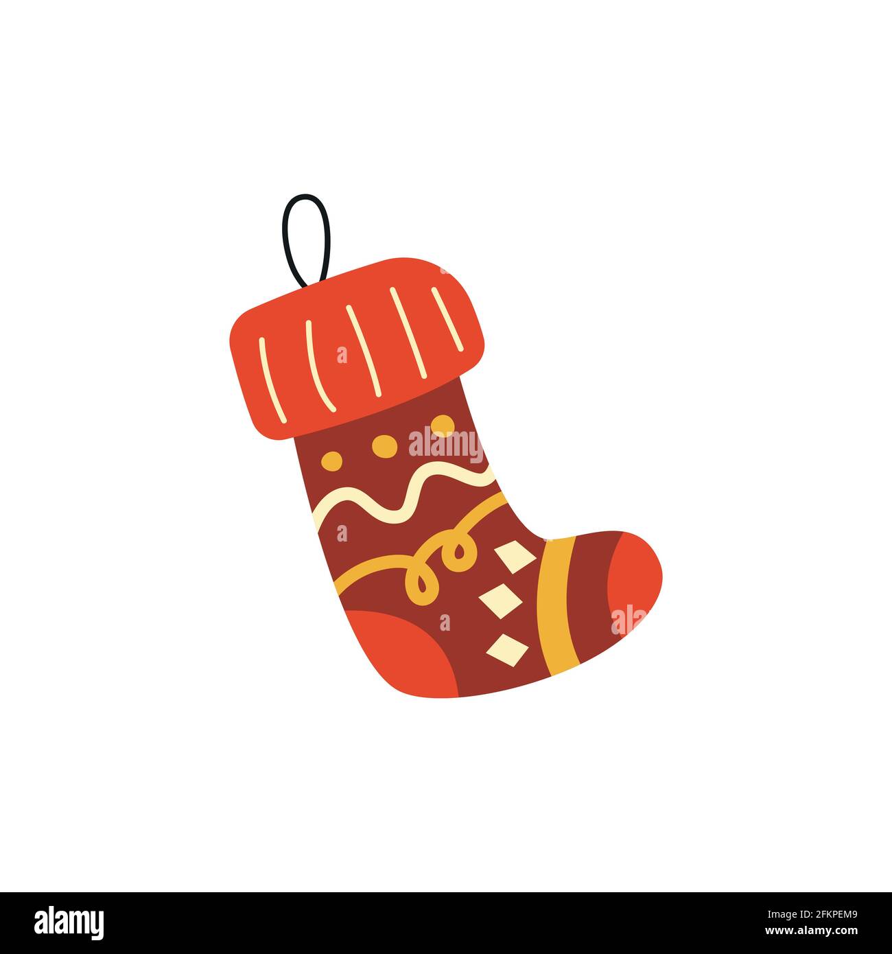 Christmas sock. Vector minimal flat design illustration on white ...