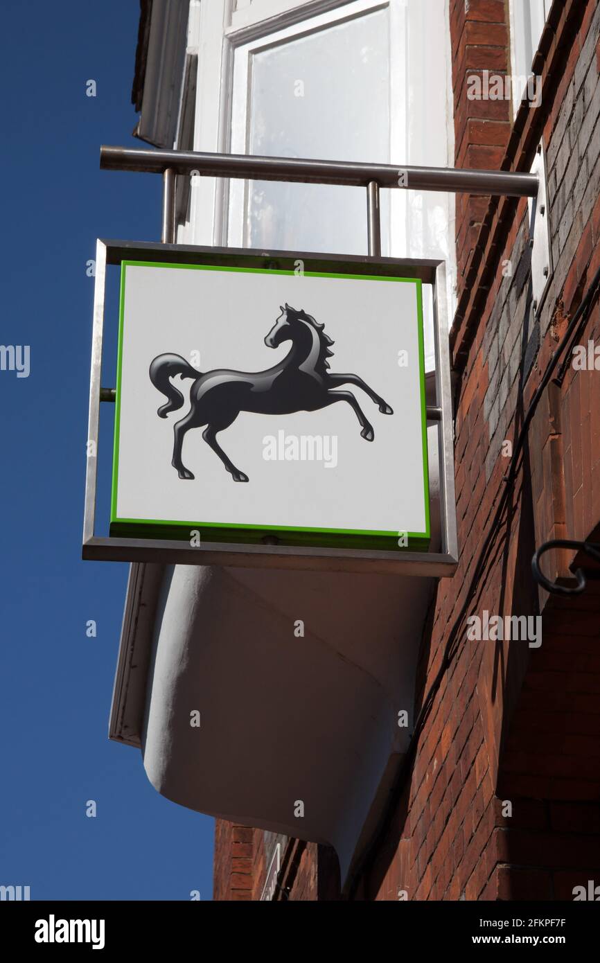 The Lloyds bank sign hanging from a bank in Oxfordshire in the UK Stock ...