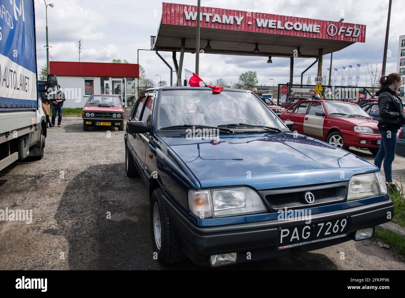 A classic Polonez is presented during the rally outside the FSO ...