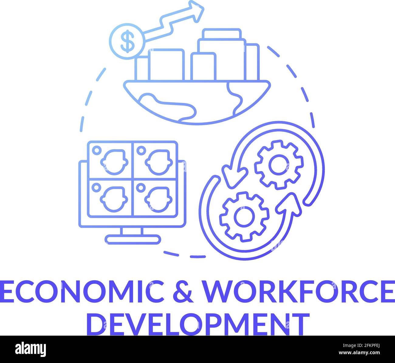 Economic and workforce development dark blue concept icon Stock Vector ...