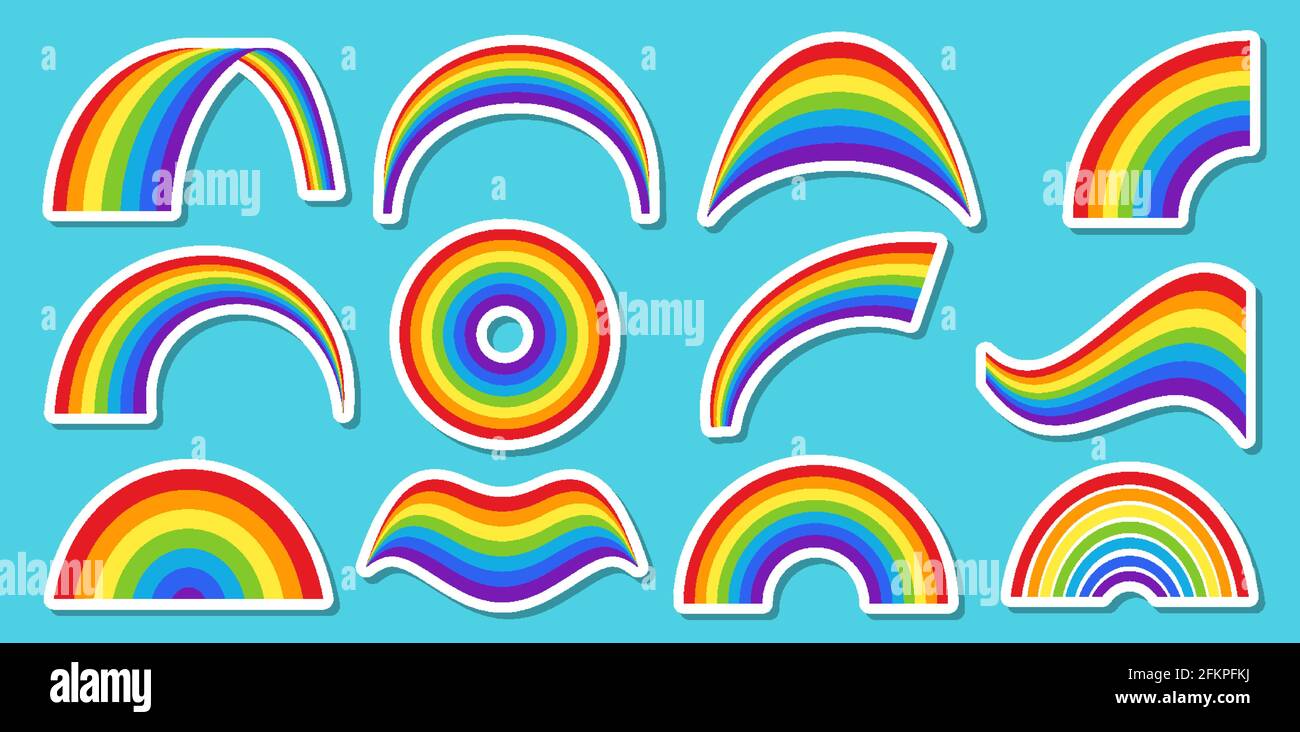 Abstract vector rainbow set in minimalist style for dishes, clothes ...