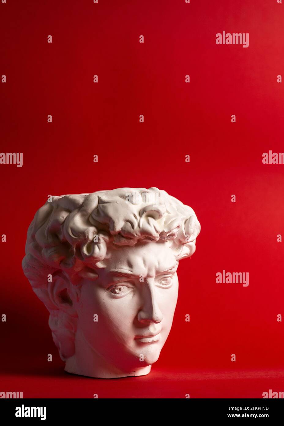 Gypsum statue of David's head. Michelangelo's David statue plaster copy Stock Photo - Alamy