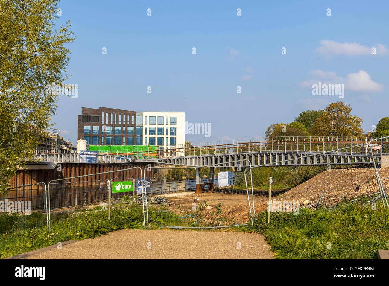A view of the new Bath Quays pedestrian bridge over the River Avon ...
