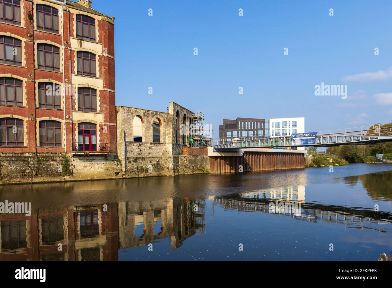 A view of the new Bath Quays pedestrian bridge over the River Avon ...