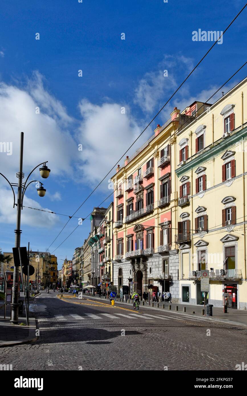 Naples, Italy, May 2, 2021. A street in the historic center of the city ...