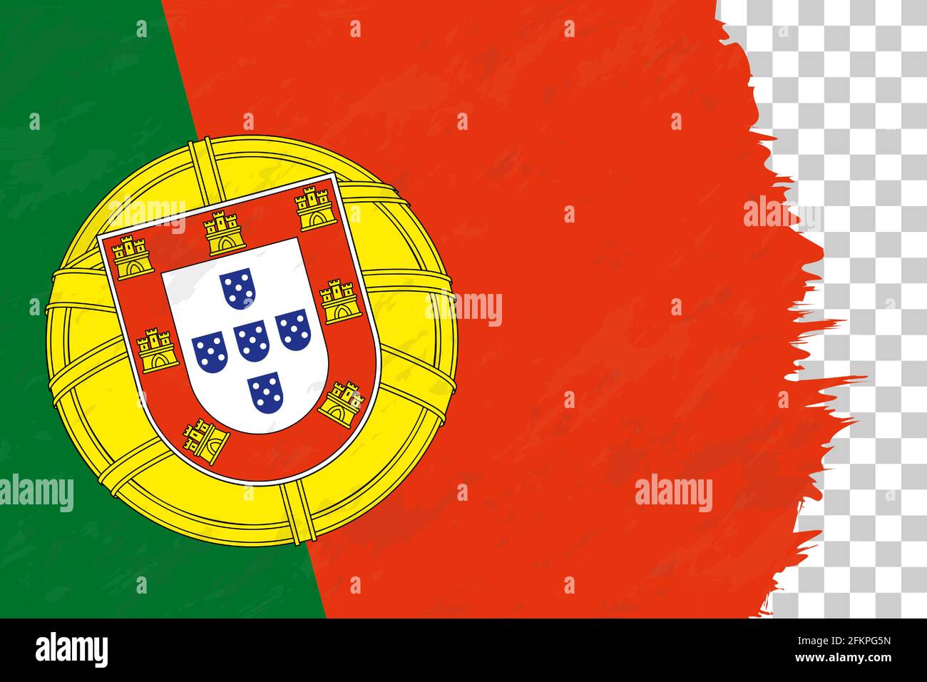 Horizontal Abstract Grunge Brushed Flag of Portugal on Transparent Grid ...