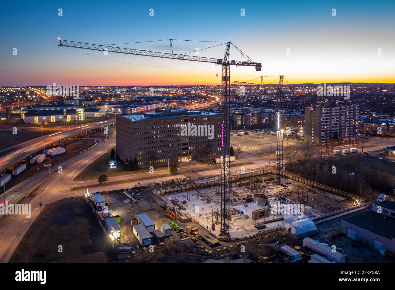 Aerial construction site sunset hi-res stock photography and images - Alamy