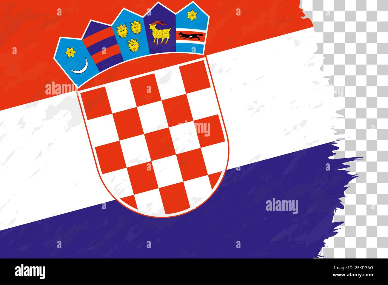 Horizontal Abstract Grunge Brushed Flag of Croatia on Transparent Grid ...