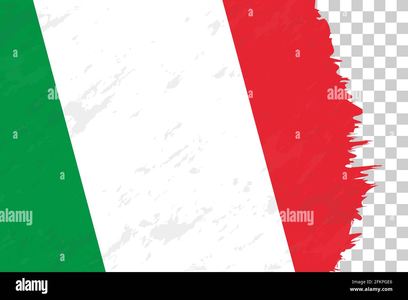 Horizontal Abstract Grunge Brushed Flag of Italy on Transparent Grid ...