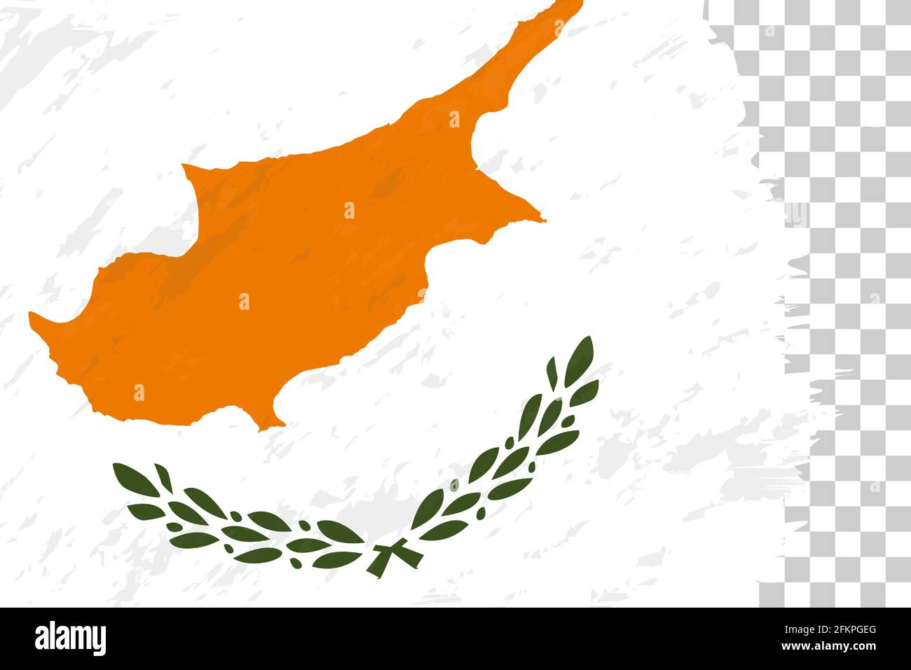 Horizontal Abstract Grunge Brushed Flag of Cyprus on Transparent Grid ...