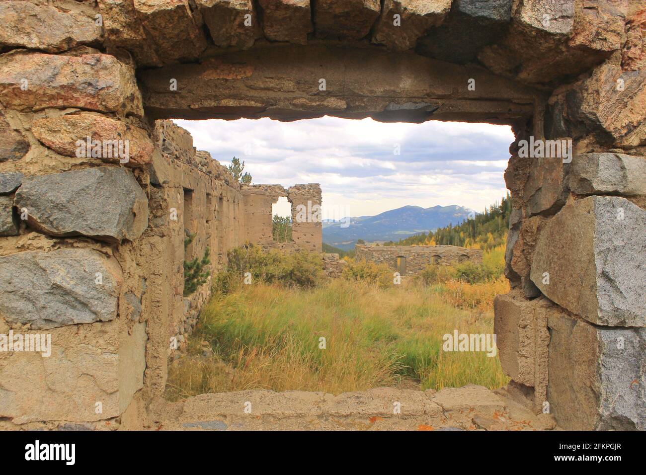 Abandoned stone building with doors and windows Stock Photo - Alamy