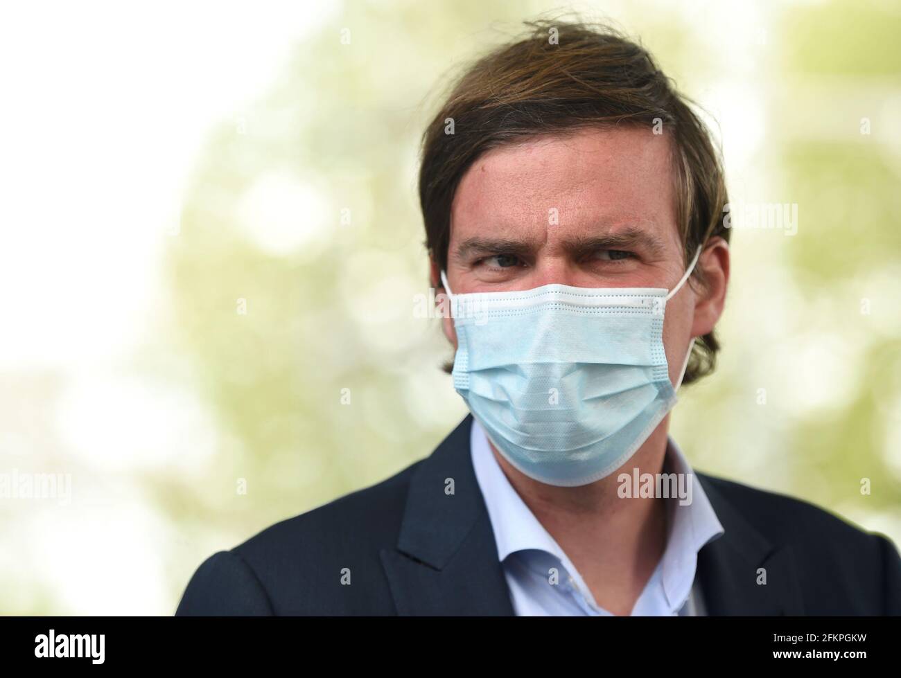 Gent mayor Mathias De Clercq pictured during a visit to the vaccination ...