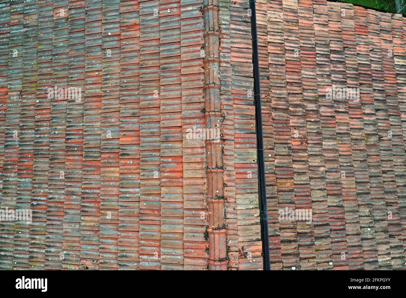 italiy tile roof chimney detail aerial drone view Stock Photo - Alamy