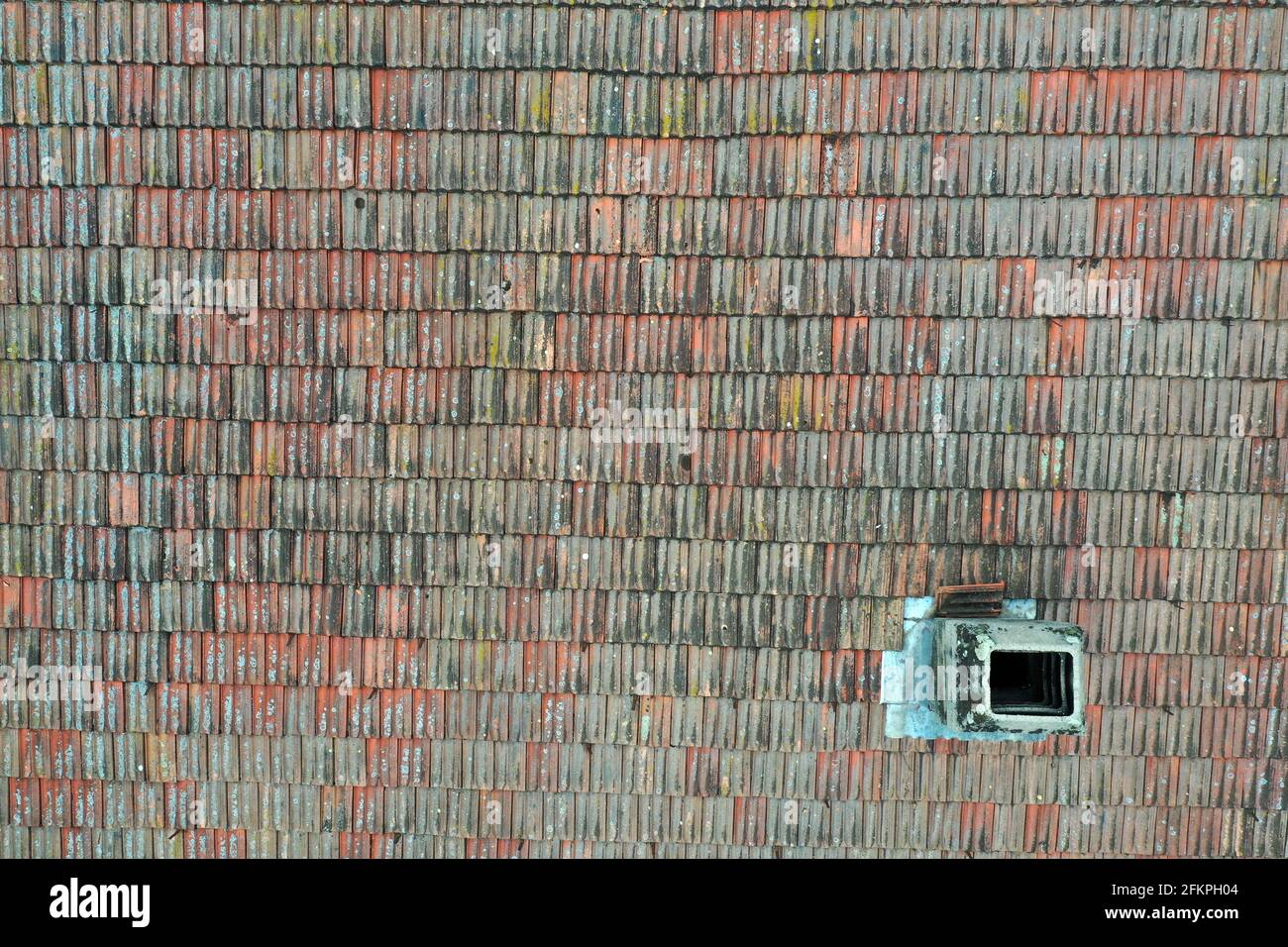 italiy tile roof chimney detail aerial drone view Stock Photo - Alamy