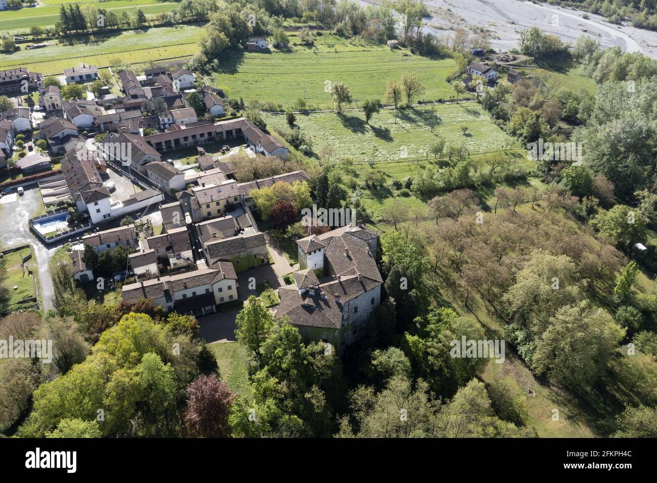 Castle Ratti Borghetto di Borbera Pemonte Italy Village aerial View ...