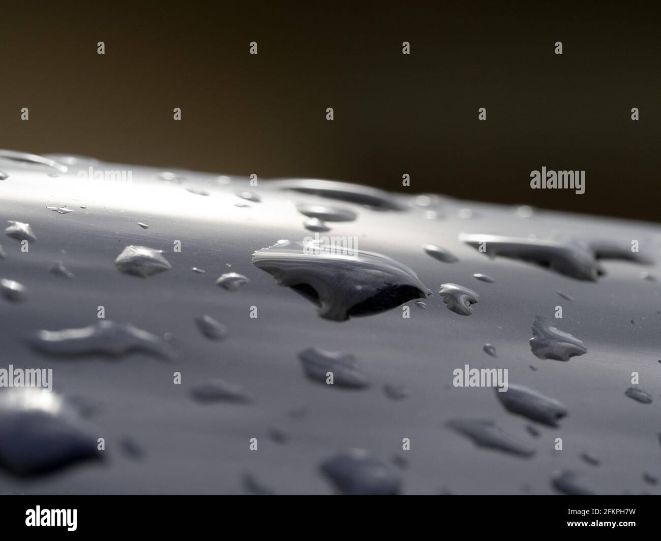 rain water drops on blue metallic surface detail Stock Photo - Alamy