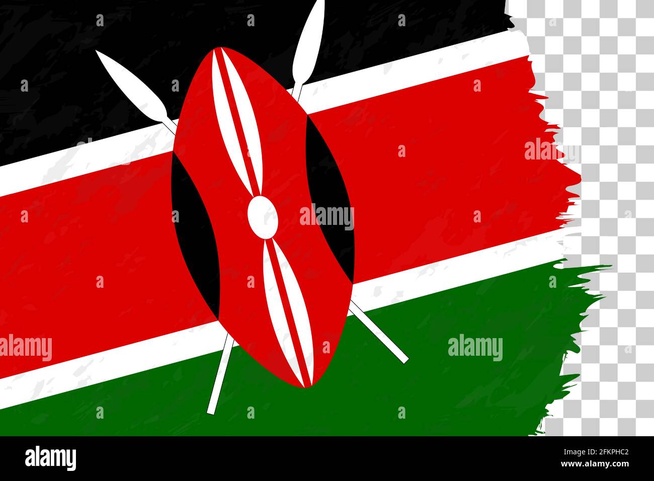 Horizontal Abstract Grunge Brushed Flag of Kenya on Transparent Grid ...