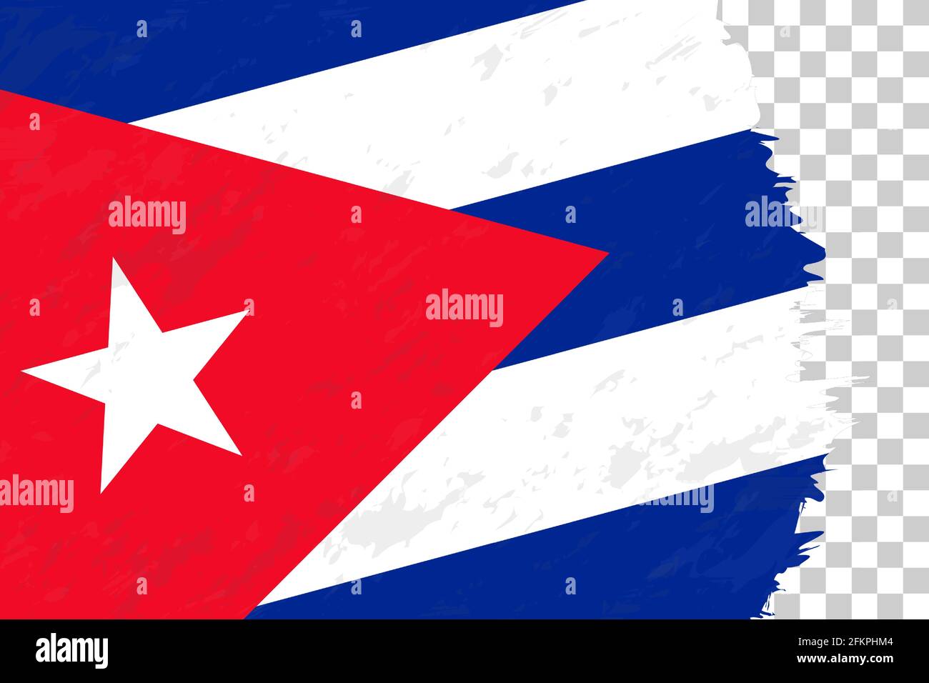 Horizontal Abstract Grunge Brushed Flag of Cuba on Transparent Grid ...
