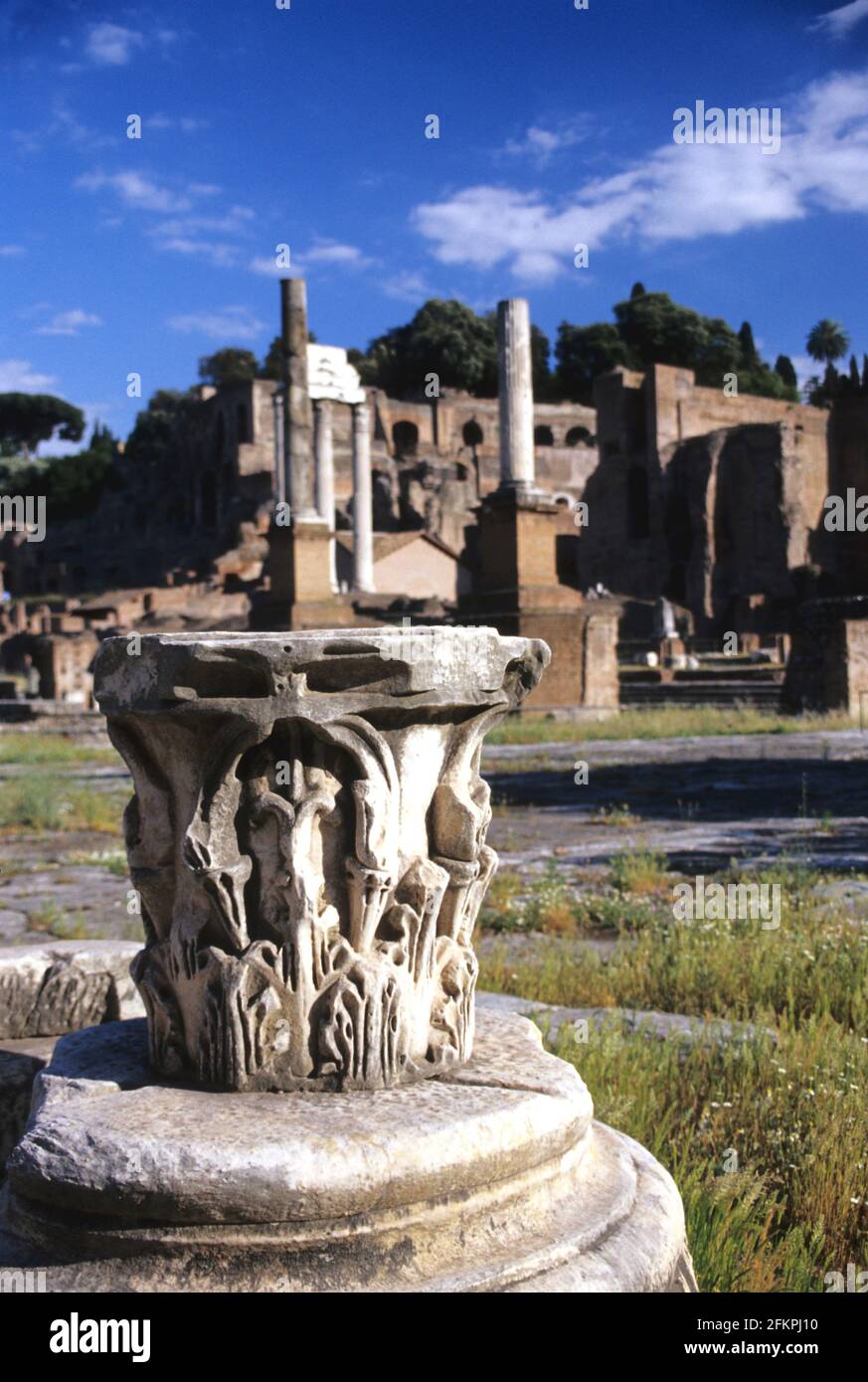 The capital from a Roman column in the Roman Forum, Rome, Italy Stock ...